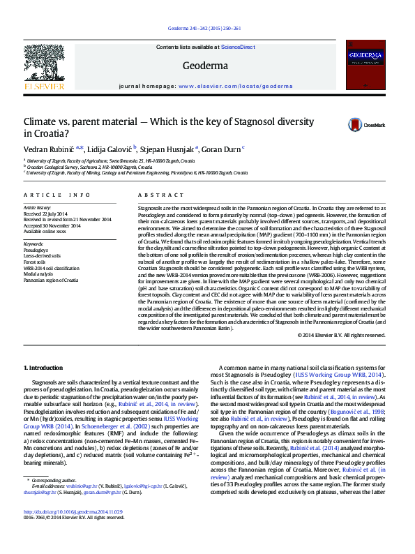 (PDF) Climate vs. parent material — Which is the key of Stagnosol ...