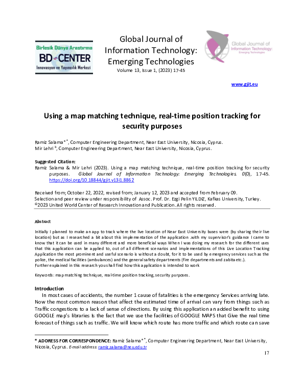 (PDF) Using a map matching technique, real-time position tracking for security purposes