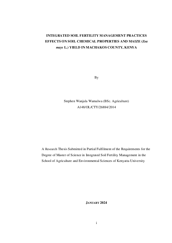 (PDF) INTEGRATED SOIL FERTILITY MANAGEMENT PRACTICES EFFECTS ON SOIL CHEMICAL PROPERTIES AND ...