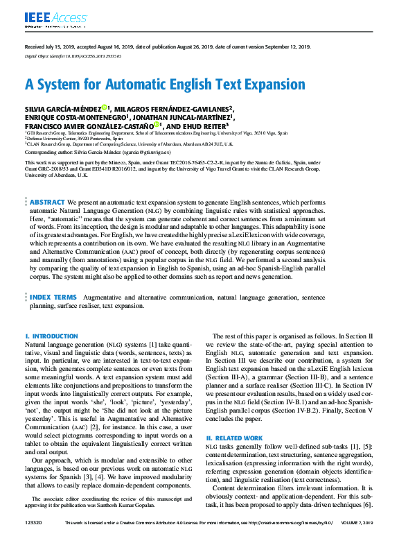 (PDF) A System for Automatic English Text Expansion