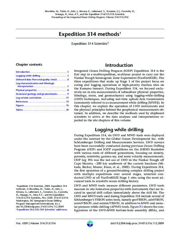 (PDF) Expedition 314 methods