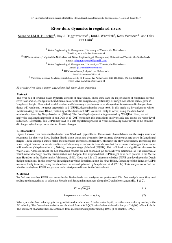 (PDF) River dune dynamics in regulated rivers