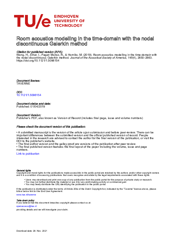 (PDF) Room acoustics modelling in the time-domain with the nodal ...
