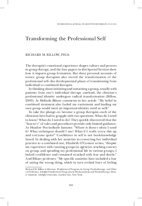 (PDF) Transforming the Professional Self