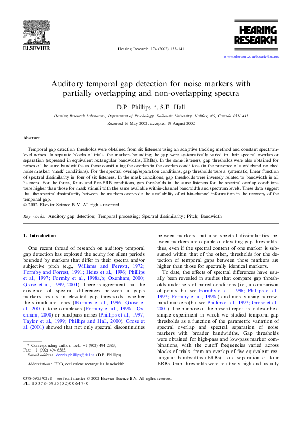 (PDF) Auditory temporal gap detection for noise markers with partially ...