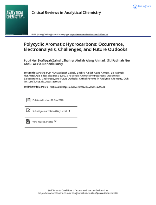(PDF) Polycyclic Aromatic Hydrocarbons: Occurrence, Electroanalysis, Challenges, and Future Outlooks