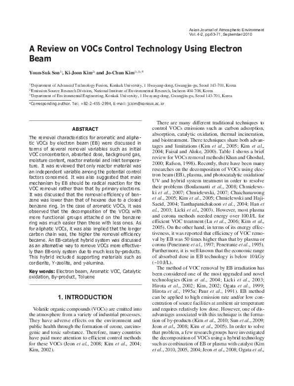 (PDF) A Review on VOCs Control Technology Using Electron Beam