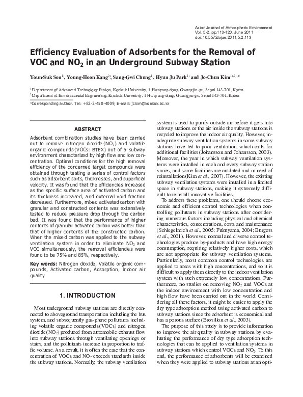 (PDF) Efficiency Evaluation of Adsorbents for the Removal of VOC and ...