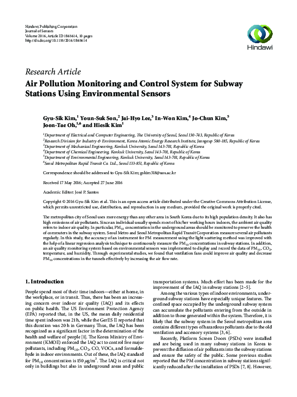 (PDF) Air Pollution Monitoring and Control System for Subway Stations Using Environmental ...