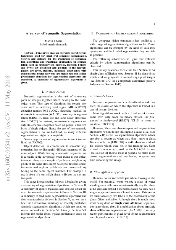 (PDF) Survey On Semantic Segmentation