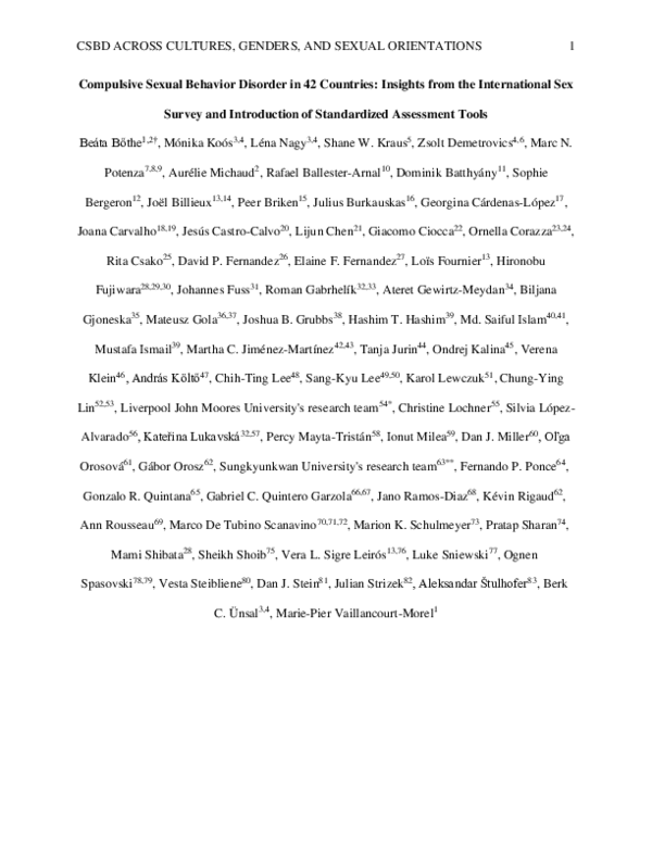 (PDF) Compulsive Sexual Behavior Disorder in 42 Countries: Insights ...