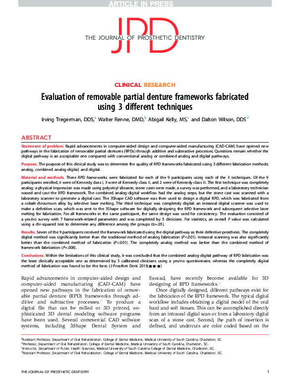 (PDF) Evaluation of removable partial denture frameworks fabricated ...
