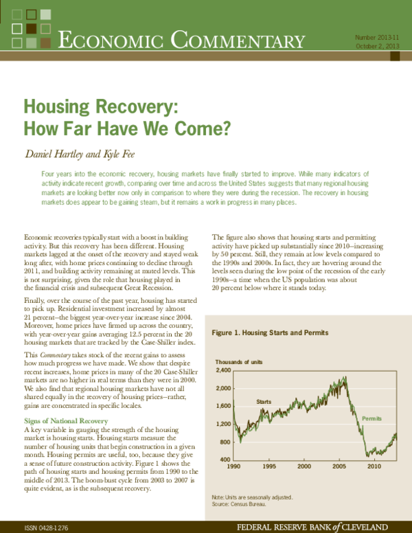 (PDF) Housing Recovery: How Far Have We Come?