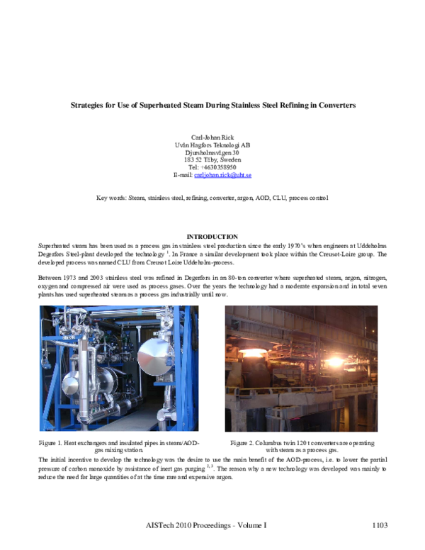 (PDF) Strategies for Use of Superheated Steam During Stainless Steel ...