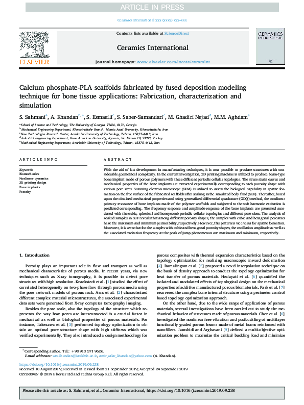 (PDF) Calcium phosphate-PLA scaffolds fabricated by fused deposition ...