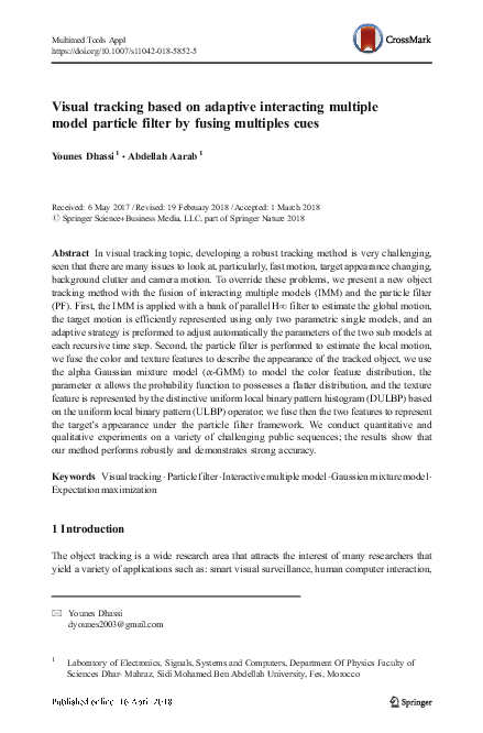 (PDF) Visual tracking based on adaptive interacting multiple model particle filter by fusing ...