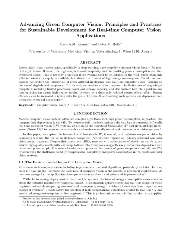 (PDF) Advancing Green Computer Vision: Principles and Practices for Sustainable Development for ...