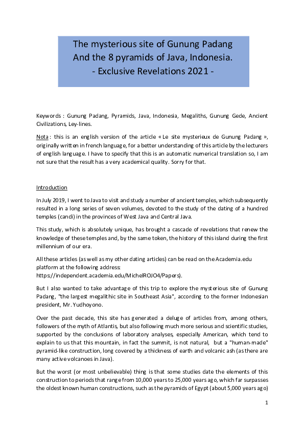 (PDF) The mysterious site of Gunung Padang And the 8 pyramids of Java ...