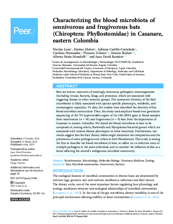 (PDF) Characterizing the blood microbiota of omnivorous and frugivorous ...