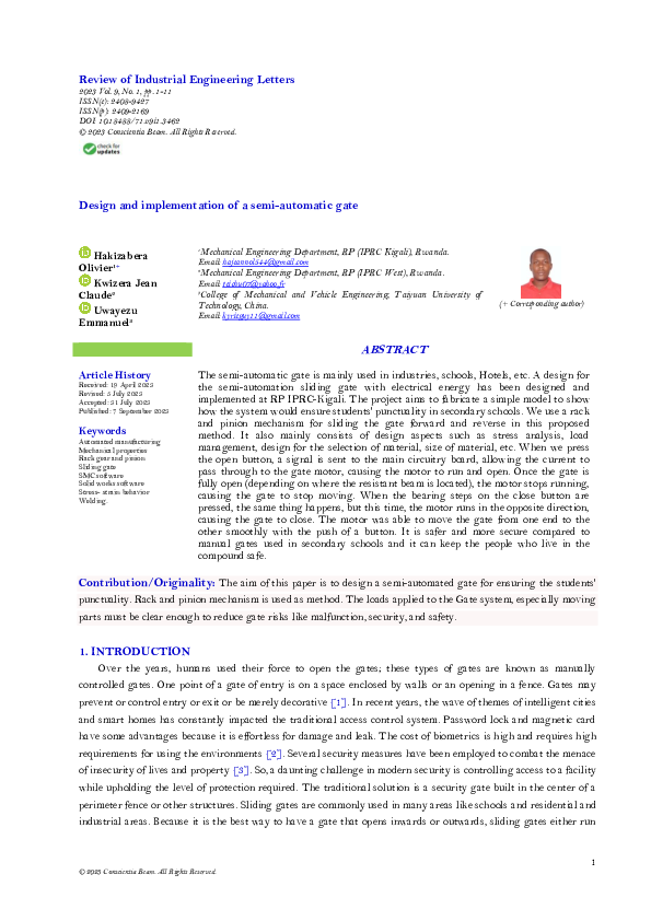 (PDF) Design and implementation of a semi-automatic gate