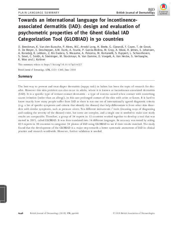 (PDF) Towards an international language for Incontinence-Associated ...