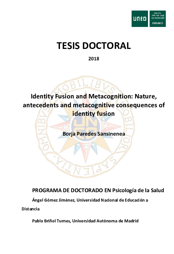 (PDF) Identity fusion and metacognition: Nature, antecedents and ...