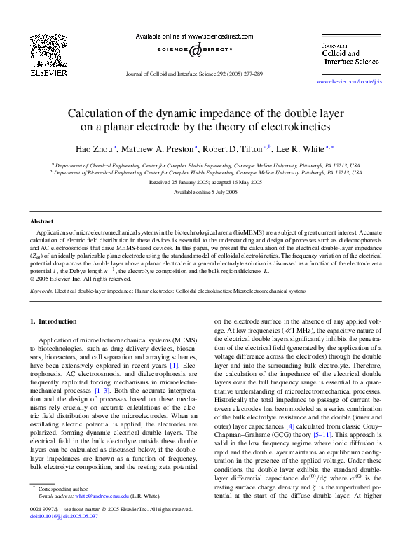 (PDF) Calculation of the dynamic impedance of the double layer on a ...