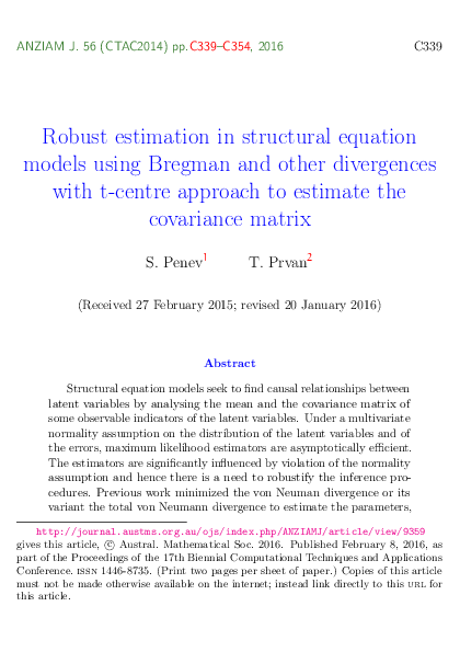 (PDF) Robust estimation in structural equation models using Bregman and other divergences with t ...
