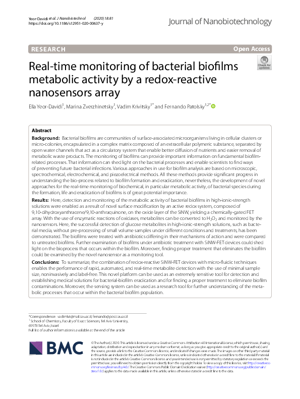 (PDF) Real-time monitoring of bacterial biofilms metabolic activity by ...