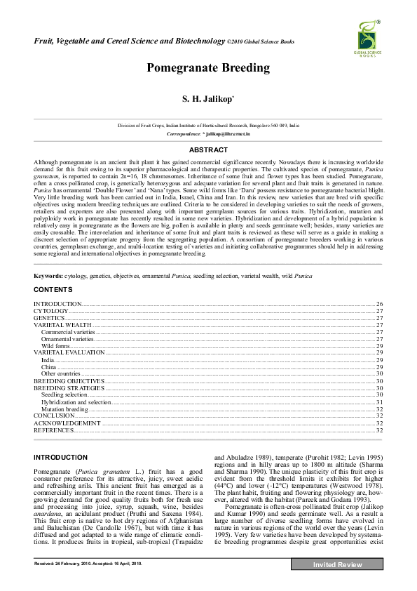 (PDF) Pomegranate Breeding