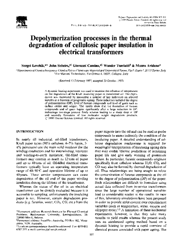 (PDF) Depolymerization processes in the thermal degradation of ...