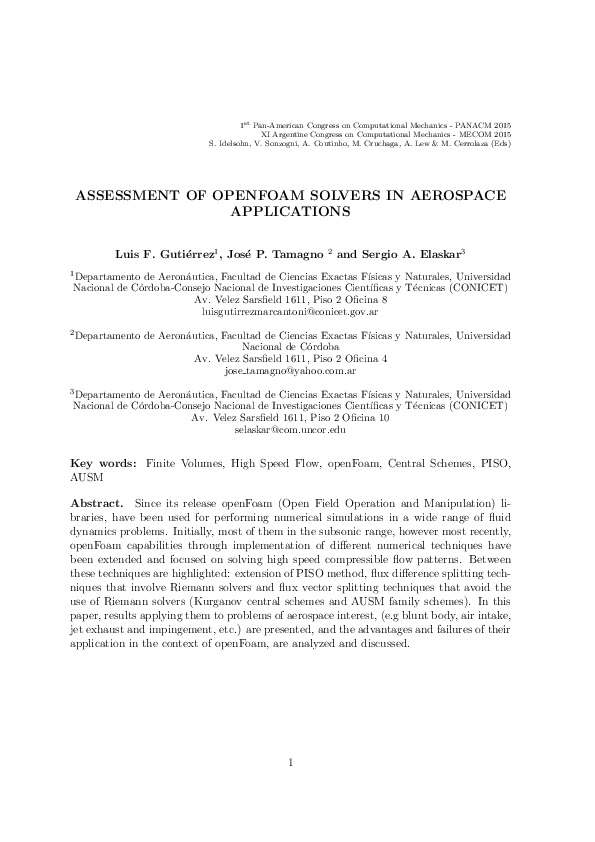 (PDF) Assessment of Openfoam Solvers in Aerospace Applications