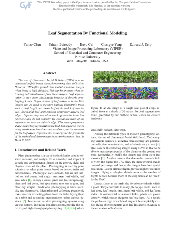 (PDF) Leaf Segmentation by Functional Modeling