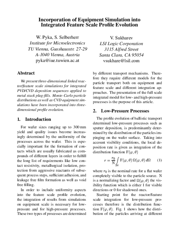 (PDF) Incorporation of Equipment Simulation into Integrated Feature ...