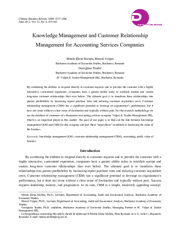 (PDF) Knowledge management and customer relationships management: management of customer feedback