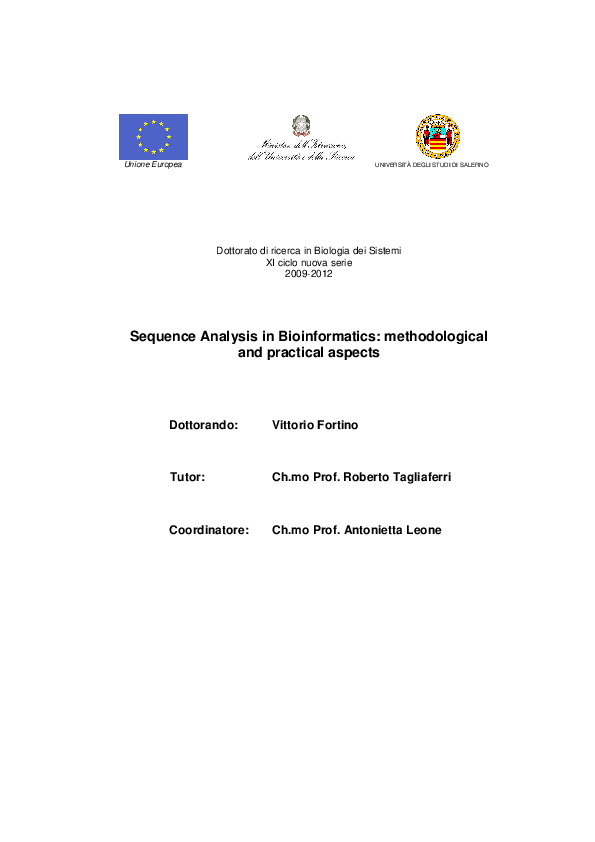 (PDF) Sequence Analysis in Bioinformatics: methodological and practical aspects