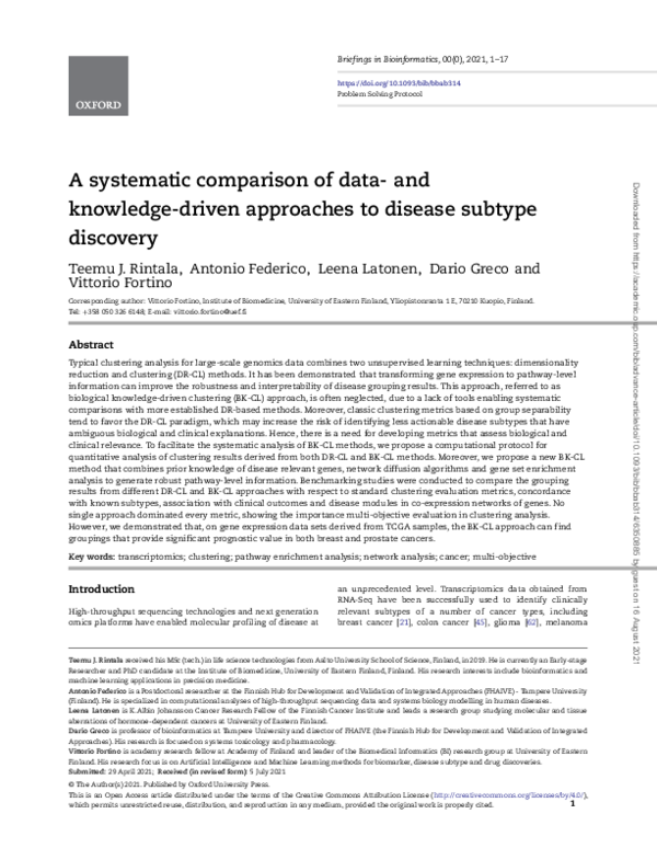 (PDF) Comparing Data-Driven and Knowledge-Driven Clustering