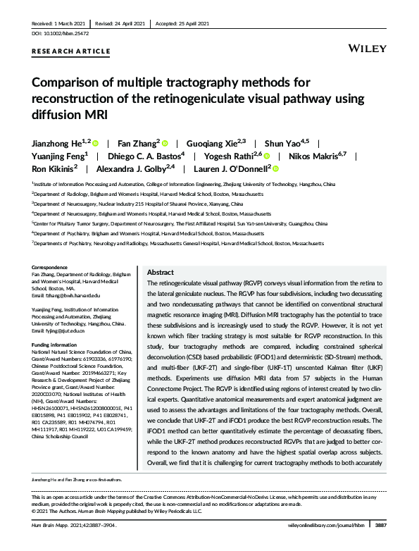 (PDF) Comparison of multiple tractography methods for reconstruction of ...