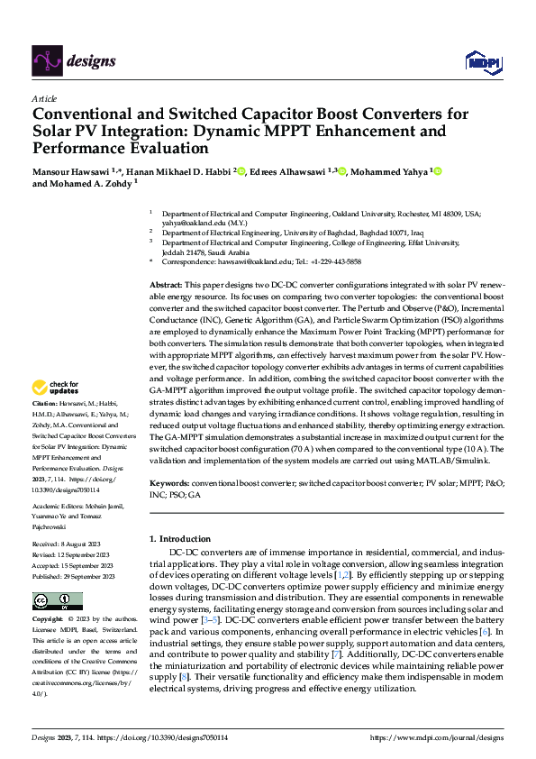 (PDF) Conventional and Switched Capacitor Boost Converters for Solar PV Integration: Dynamic ...