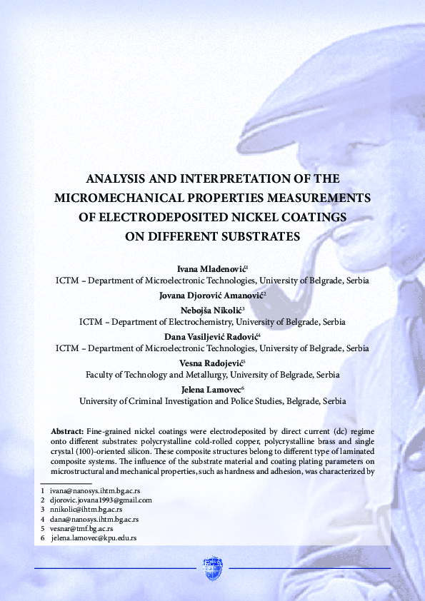 (PDF) Analysis and Interpretation of the Micromechanical Properties Measurements of ...