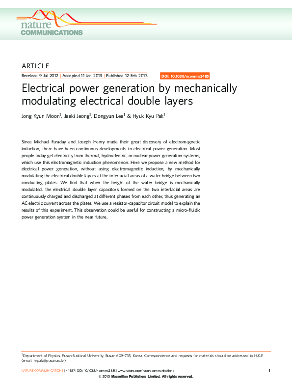 (PDF) Electrical power generation by mechanically modulating electrical ...
