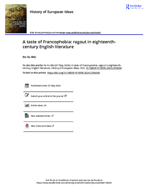 (PDF) A taste of Francophobia: ragout in eighteenth-century English ...