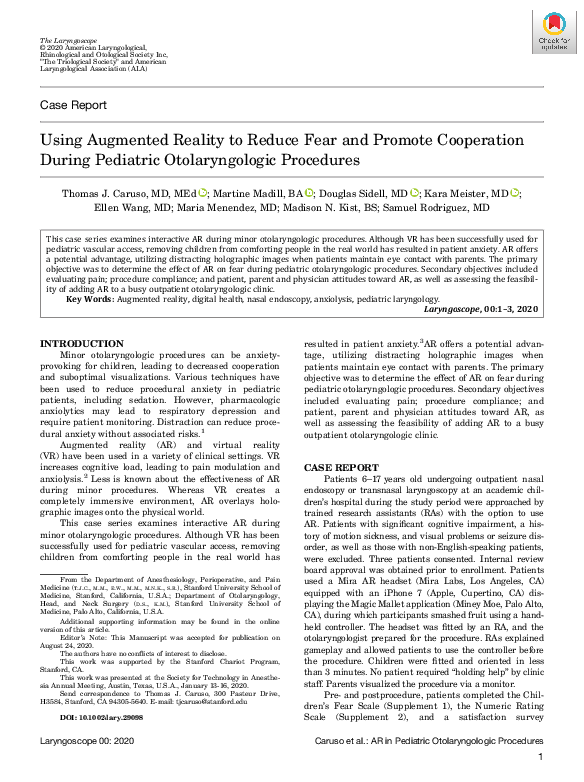 (PDF) Using Augmented Reality to Reduce Fear and Promote Cooperation During Pediatric ...