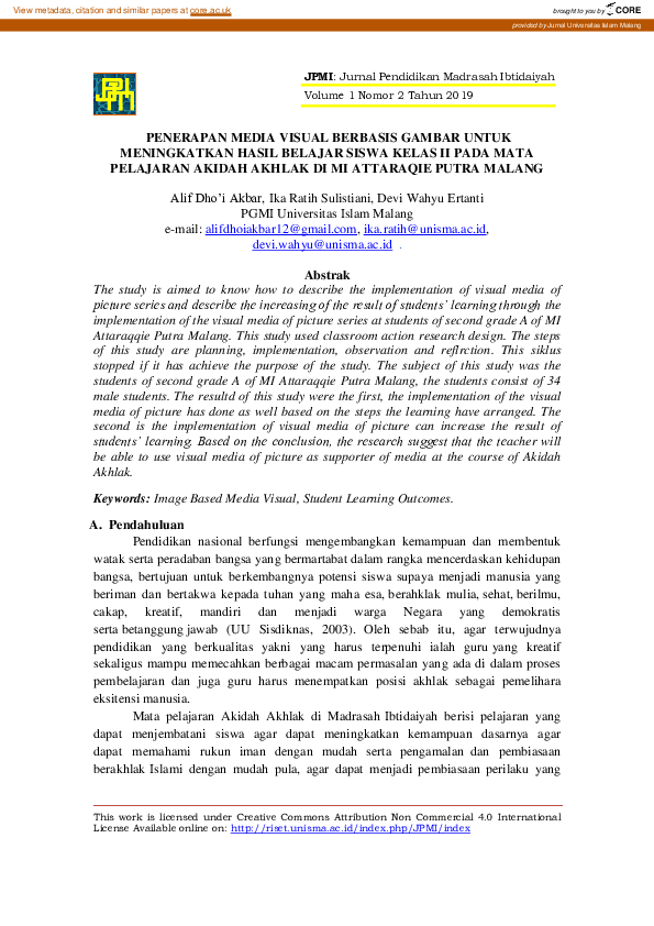 (PDF) Penerapan Media Visual Berbasis Gambar Untuk Meningkatkan Hasil ...
