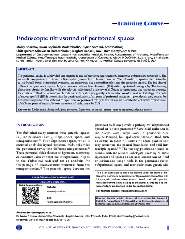 (PDF) Endoscopic Ultrasound for Peritoneal Imaging