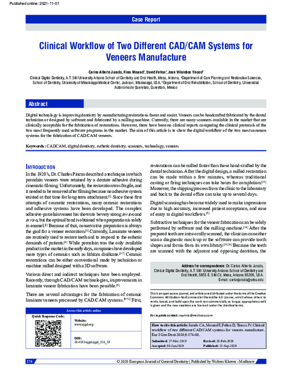(PDF) Clinical workflow of two different CAD/CAM systems for veneers ...