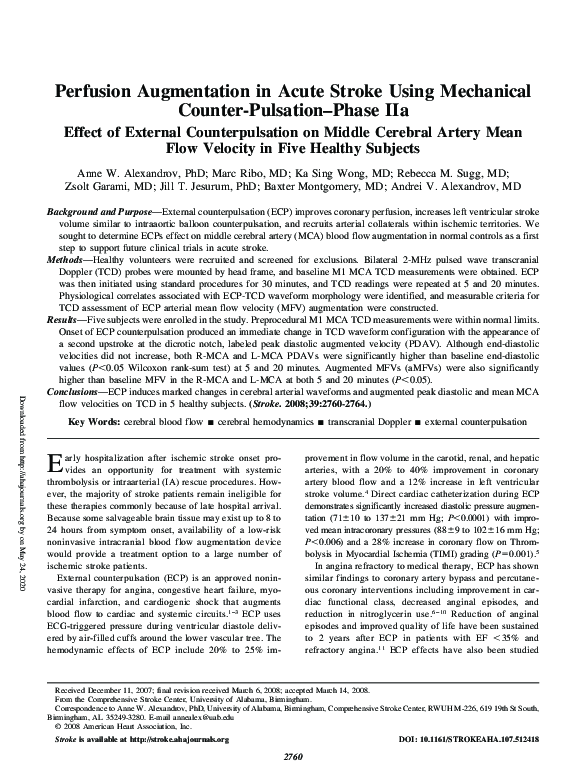 (PDF) Perfusion Augmentation in Acute Stroke Using Mechanical Counter ...