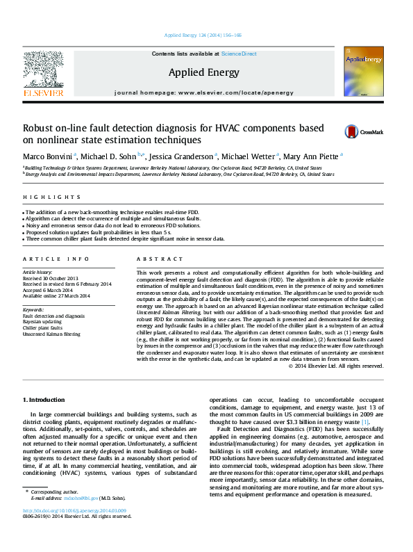 (PDF) Robust on-line fault detection diagnosis for HVAC components based on nonlinear state ...