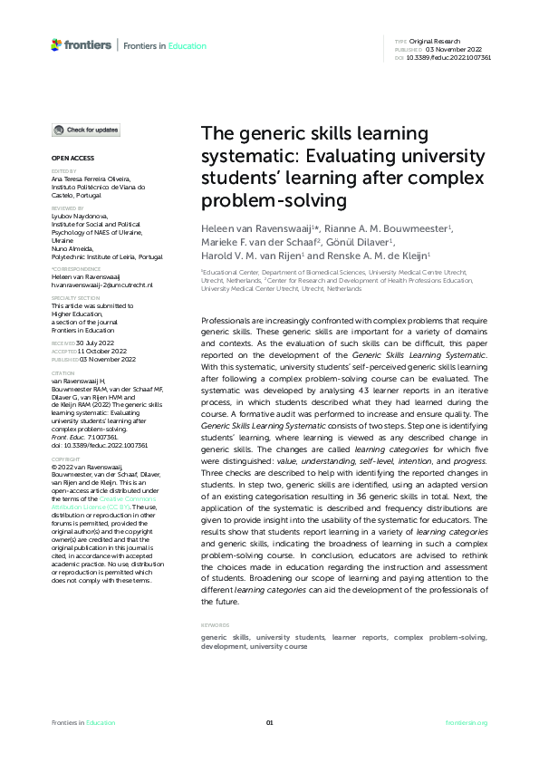 (PDF) The generic skills learning systematic: Evaluating university students’ learning after ...