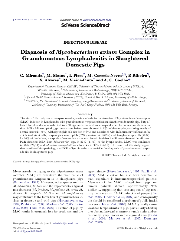 (PDF) Diagnosis of Mycobacterium avium Complex in Granulomatous ...